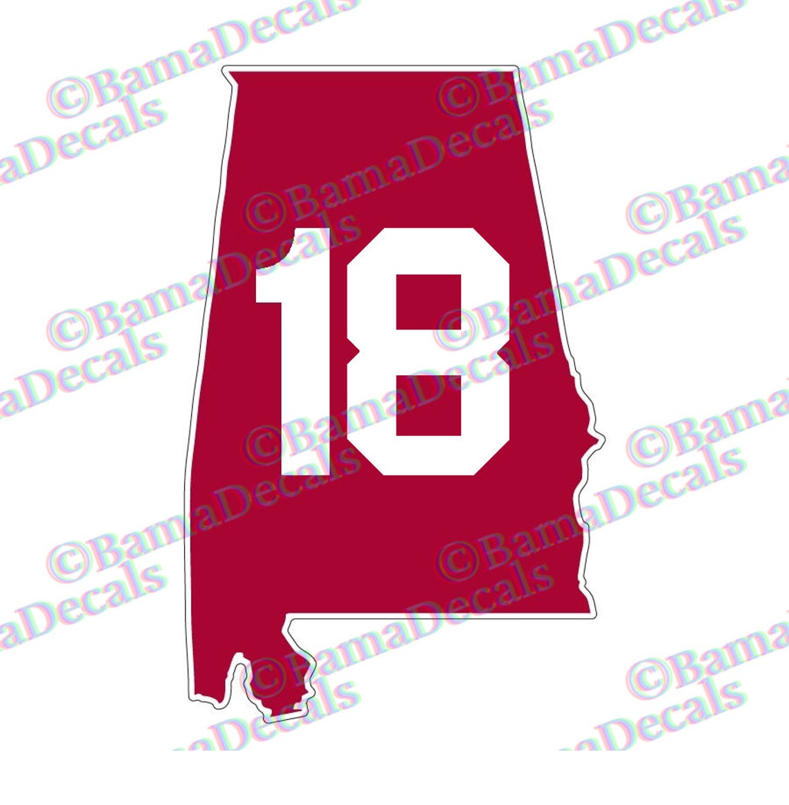 Alabama Crimson Tide 18 State Outline Sticker Decal Weatherproof 4 ...