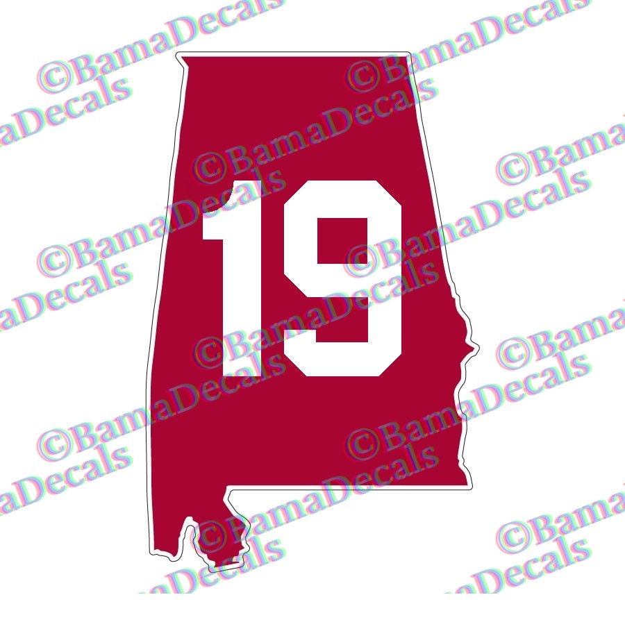 Alabama Crimson Tide 19 State Outline Sticker Decal Weatherproof 4 ...