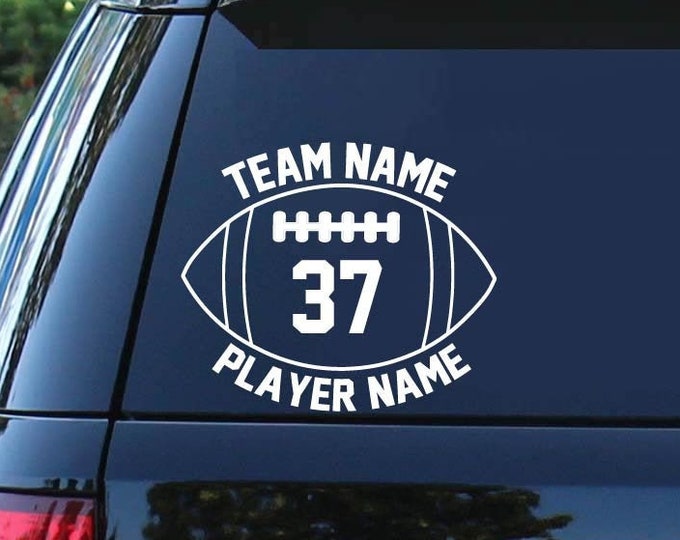 Football Heart Vinyl Decal, Custom Football Player Number Decal ...