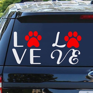 Love Car Decal | Paw Car Decal | Vinyl Decal | Car Sticker | Pet Car ...