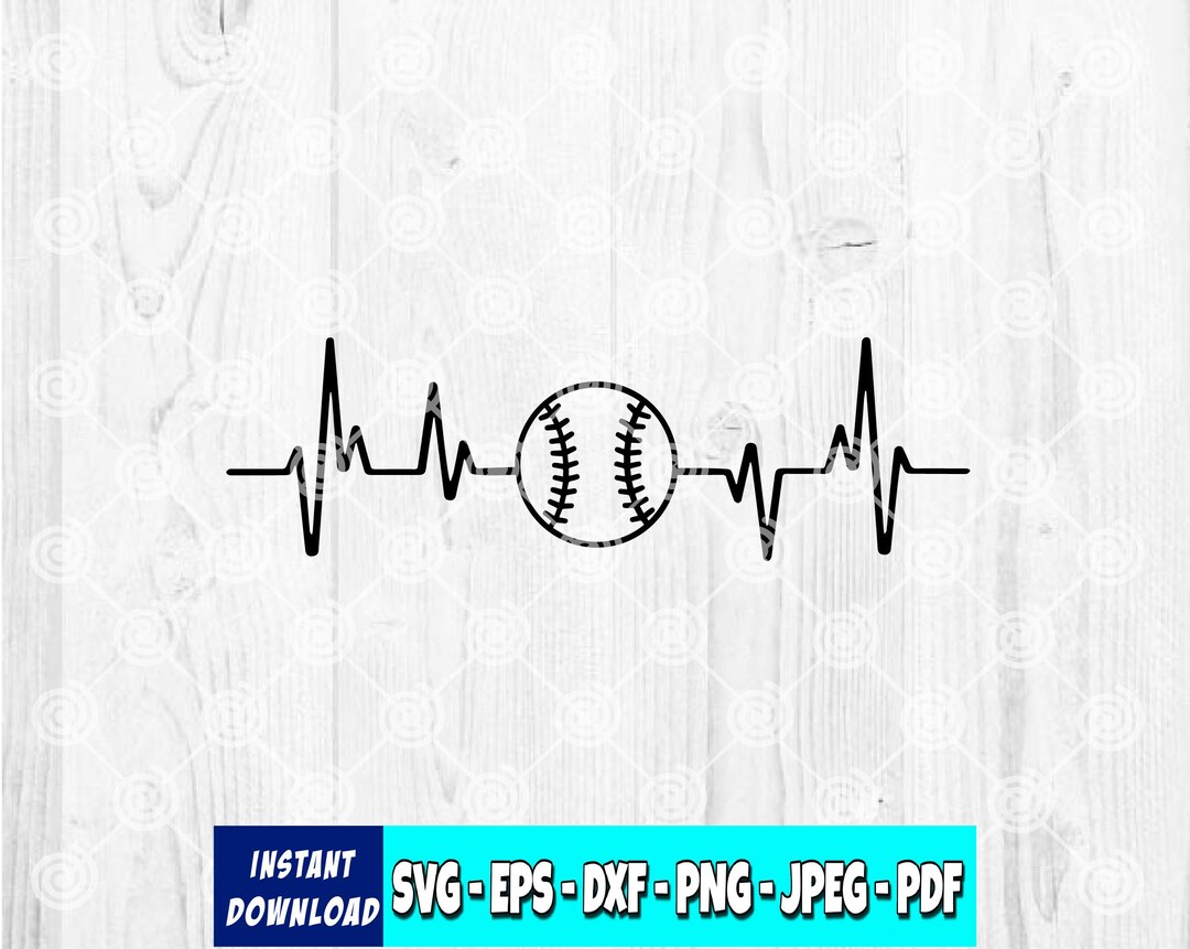 Heartbeat Baseball SVG: Sports Fan Clipart (digital File) - Etsy