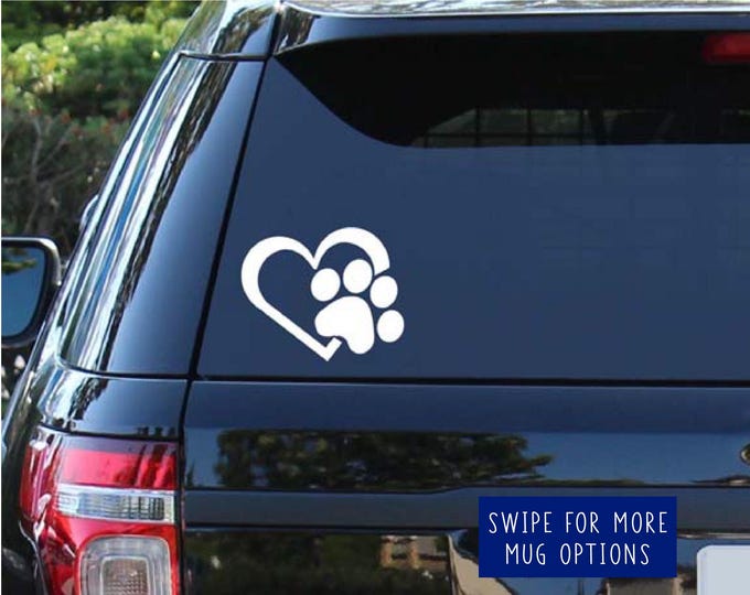 Paw Print Decal Pink Heart Dog Mom Decal Pet Sticker for Your Car ...