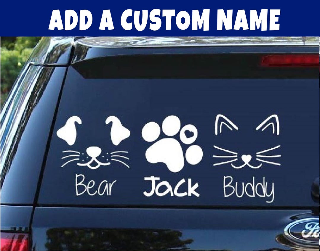 Custom Pet Car Decal: Personalized Vinyl Name Decal - Etsy