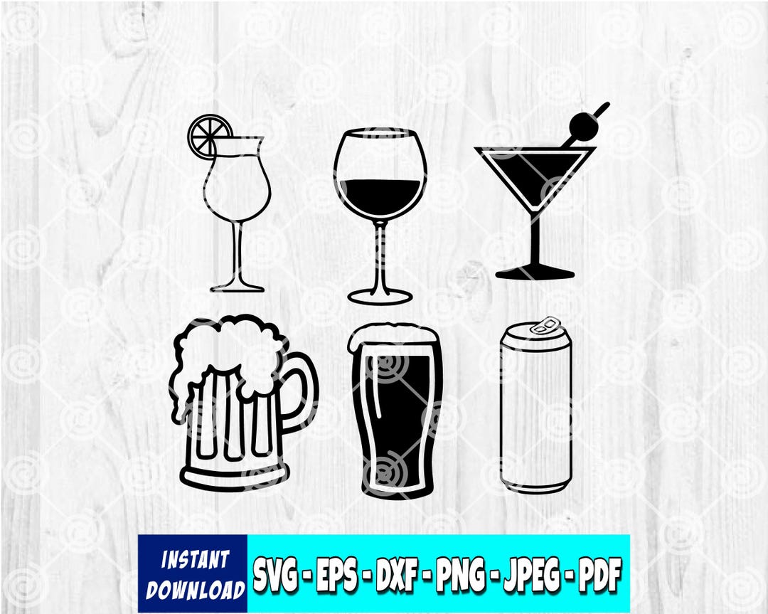 Drink Bundle SVG | Drinks SVG | Wine Svg | Beer Svg | Cocktail Svg ...