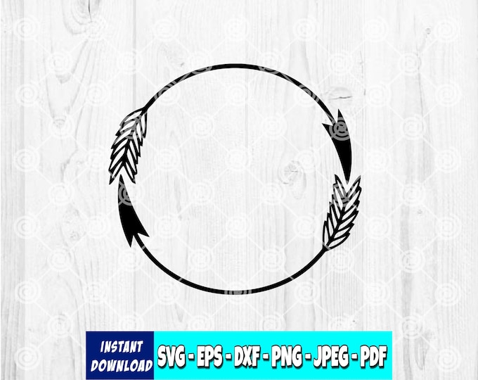 Arrow in Circle Svg File for Cricut, Two Arrows Outline Cut File, Hand ...