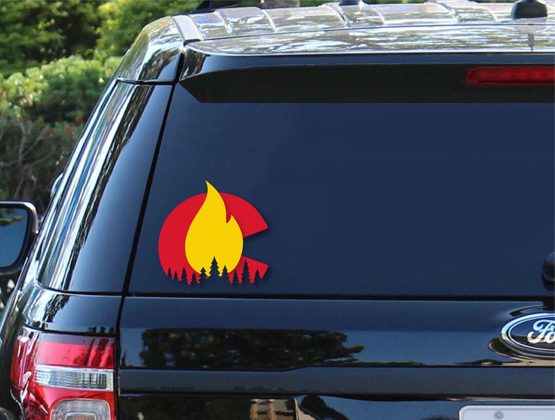 Colorado Flag Campfire Car Decal: Mountain Forest Sticker - Etsy