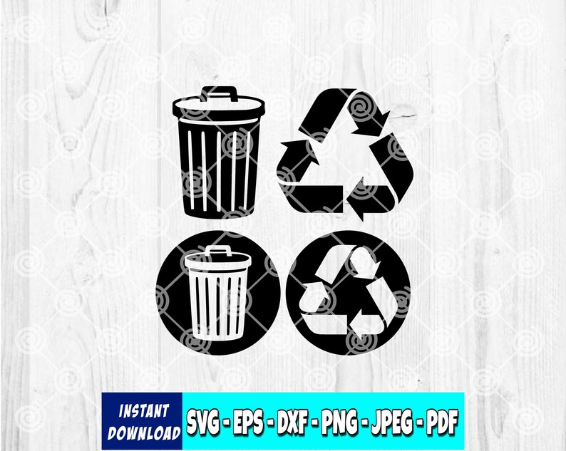 SVG de basura y reciclaje: Archivo de corte de cocina para Cricut y ...