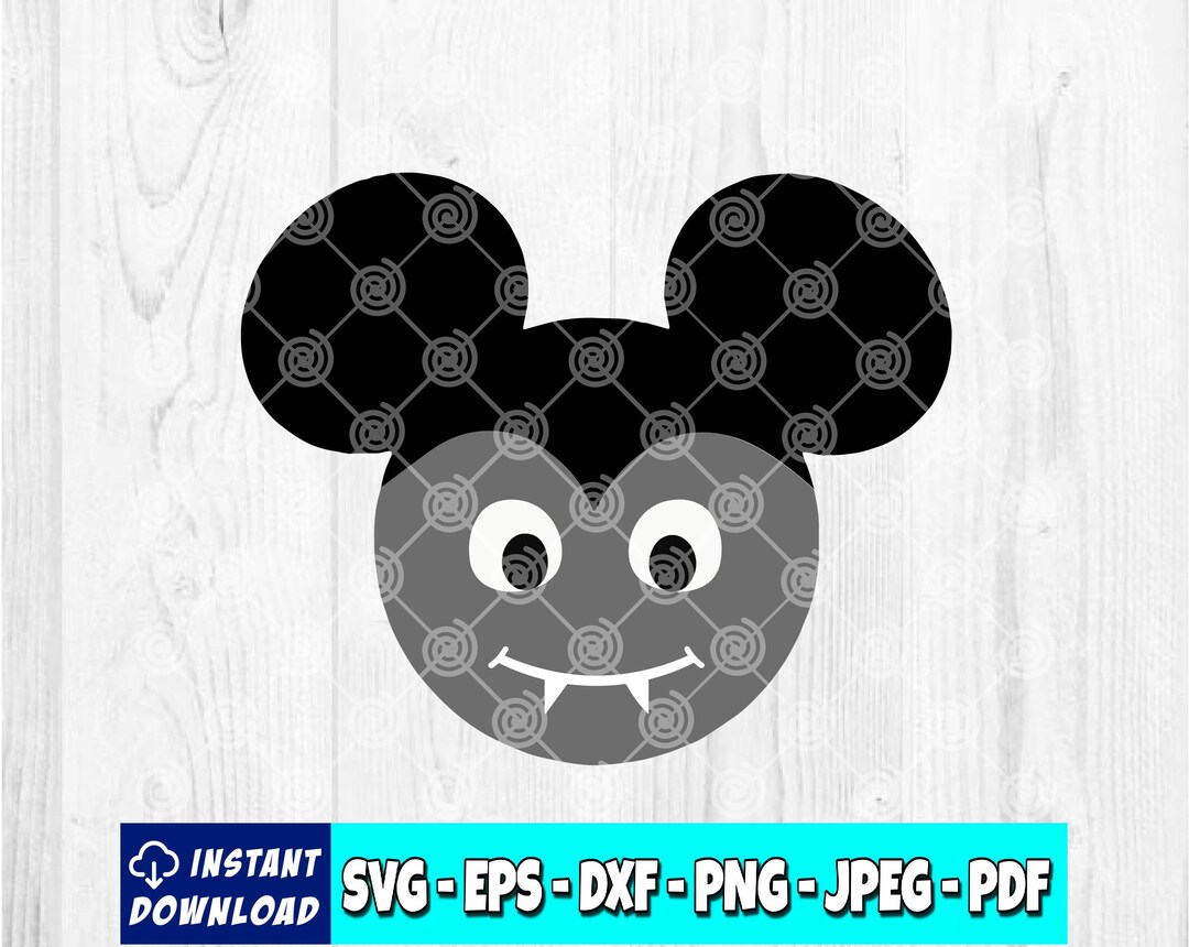 Maus Kopf SVG | Vampir svg | Reißzähne svg | Halloween Clipart | Micky Halloween svg | Micky ...