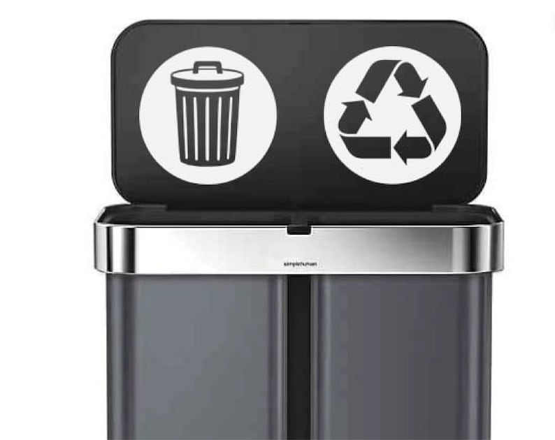 Garbage and Recycle Vinyl Decal Set: Kitchen Trash Stickers - Etsy