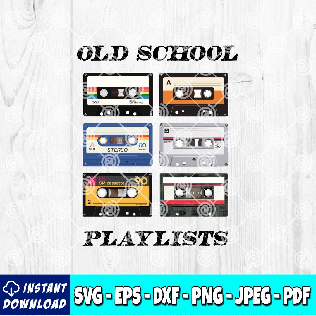 Old School Playlist SVG | 90s Digital File | Retro Svg | 80s 90s Svg | Cassette Tape | Vintage ...