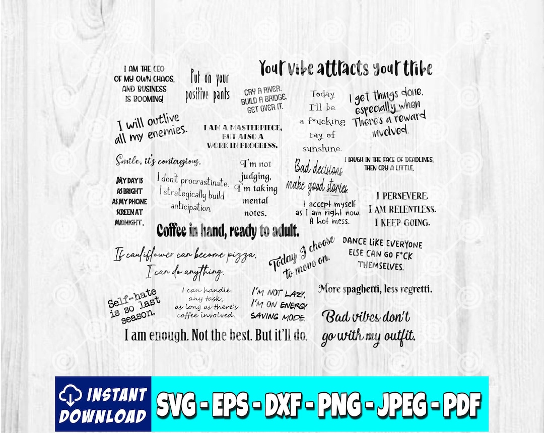Affirmation Collage SVG Bundle: Inspirational Self Love Designs ...