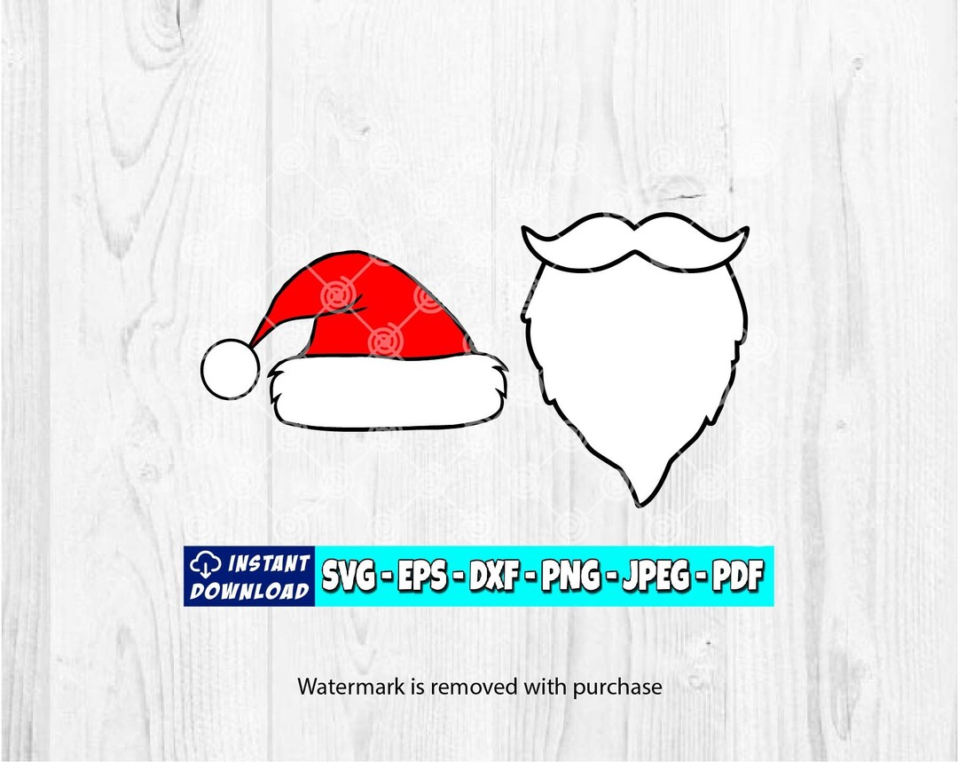 Santa Hat & Beard SVG Santa Face Svg Beard Svg Santa Hat Svg Santa Svg ...