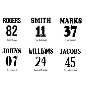 Jersey Name and Number Iron on Jersey Football Name and - Etsy