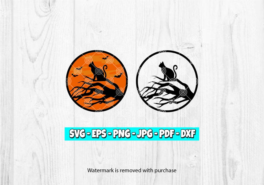Black Cat in A Tree SVG | Halloween Cat | Thackery Binx Svg | Hocus ...