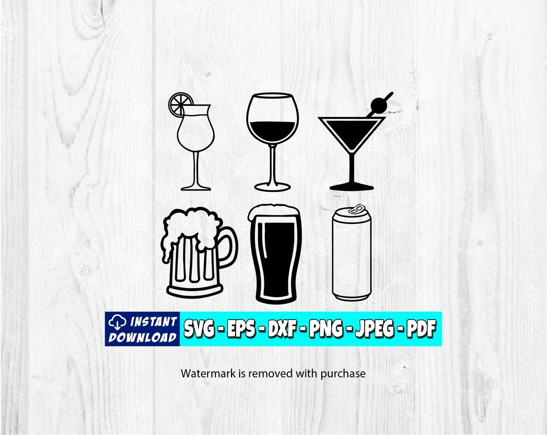 Drink Bundle SVG Drinks SVG Wine Svg Beer Svg Cocktail Svg Margarita ...