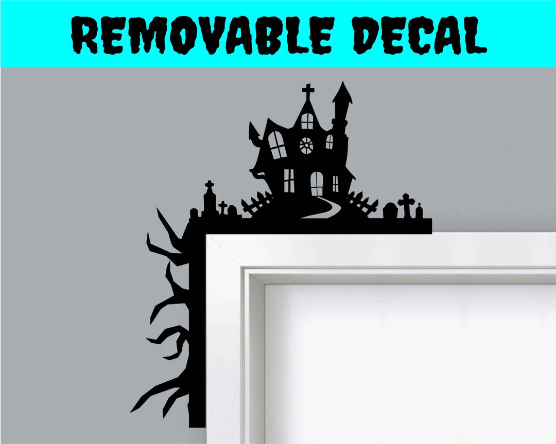 Haunted House Door Corner Decal | Halloween Decoration | Tombstones ...