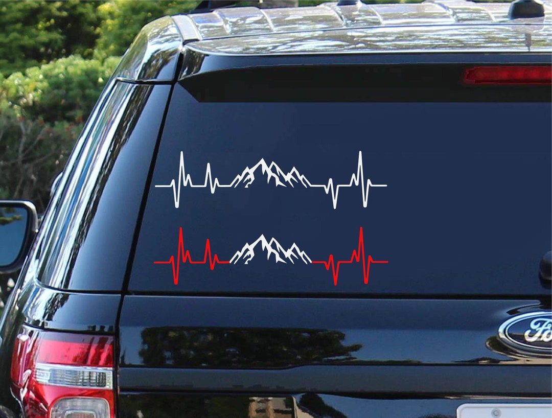 Heartbeat Mountain Car Decal: EKG Adventure Sticker - Etsy