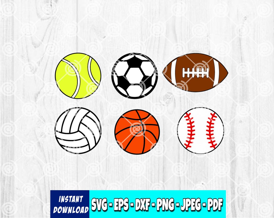 Sports Balls SVG Bundle: Baseball, Basketball, Football (digital ...