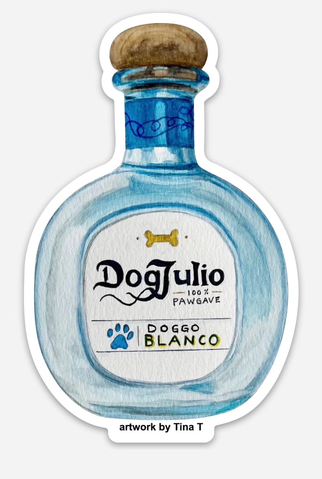 Dog Julio Tequila Sticker: Watercolor Doggo Blanco Vinyl Decal - Etsy