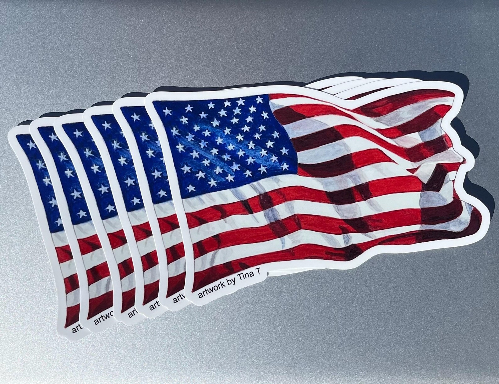 Watercolor American Flag Sticker: Patriotic Weatherproof USA Decal (8 ...