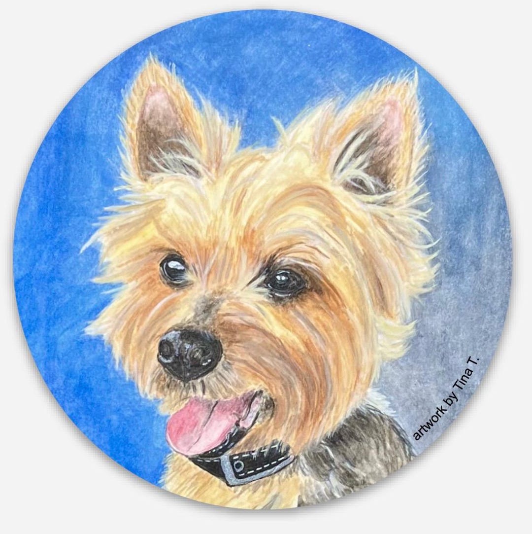 Yorkie Sticker, Cute Puppy, Dog Sticker, Yorkshire Terrier, Dog Lover ...