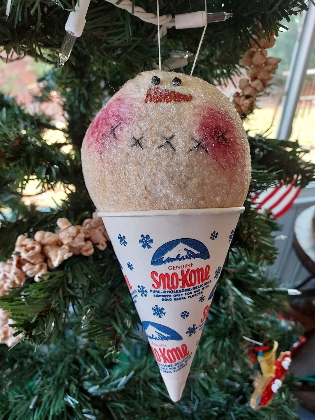 Snow Cone, Snowman in Cone, Snowman Peg Hanger, Christmas Tree Ornament ...