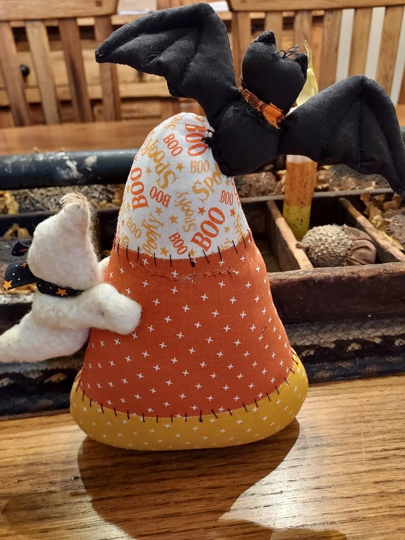 Candy Corn Shelf Sitter, Candy Corn, Bat and Ghost, Halloween ...