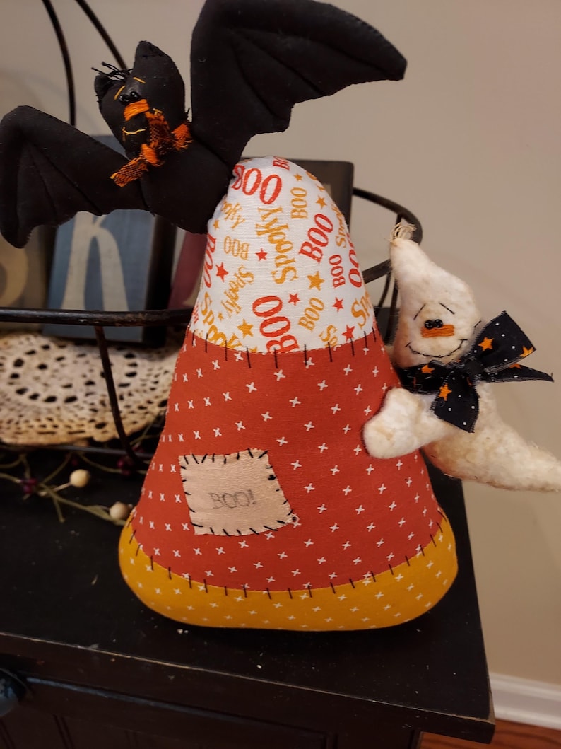 Candy Corn Shelf Sitter, Candy Corn, Bat and Ghost, Halloween ...