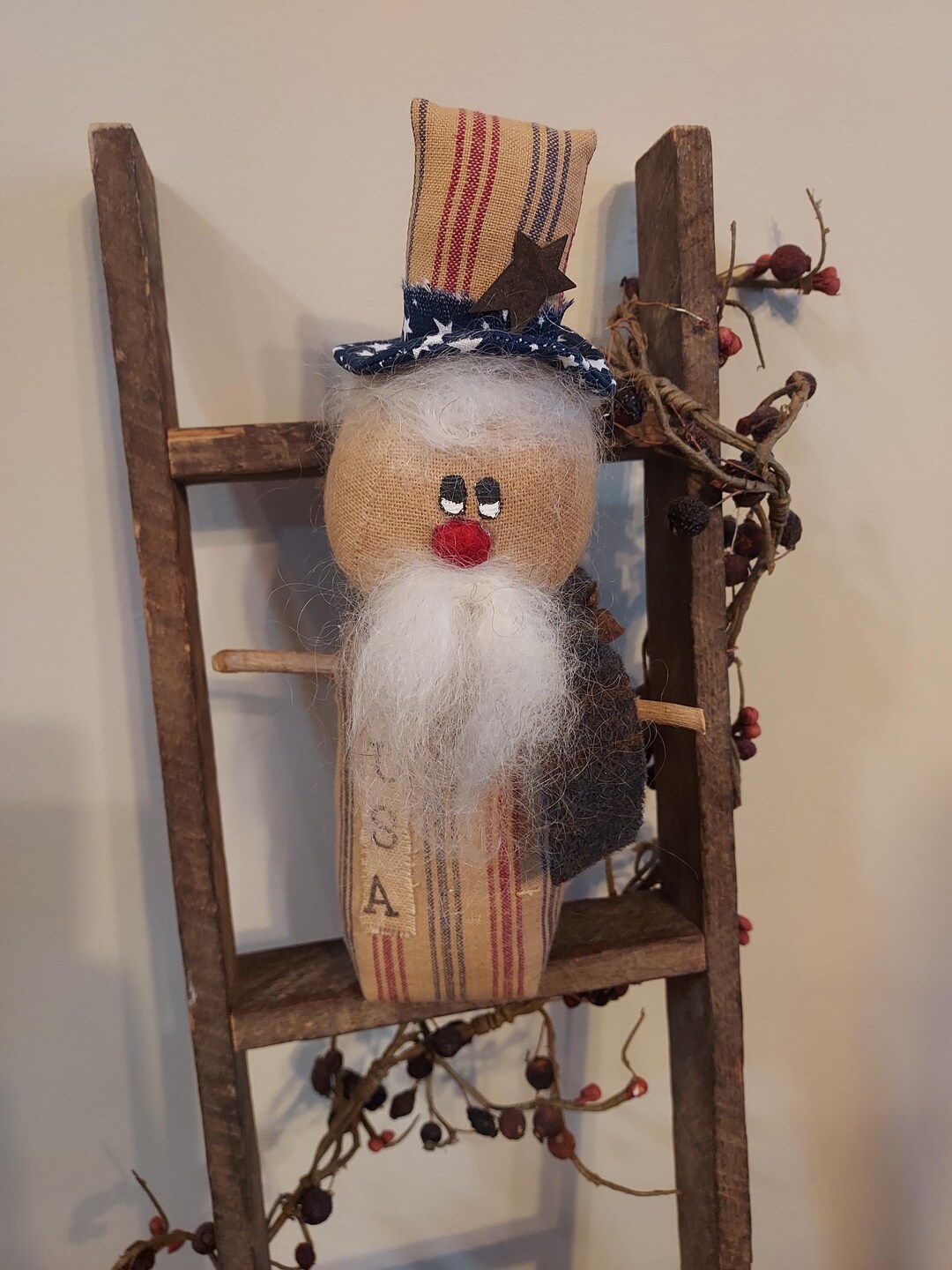 Homespun Uncle Sam Stump Doll, Americana Patriotic Decor - Etsy