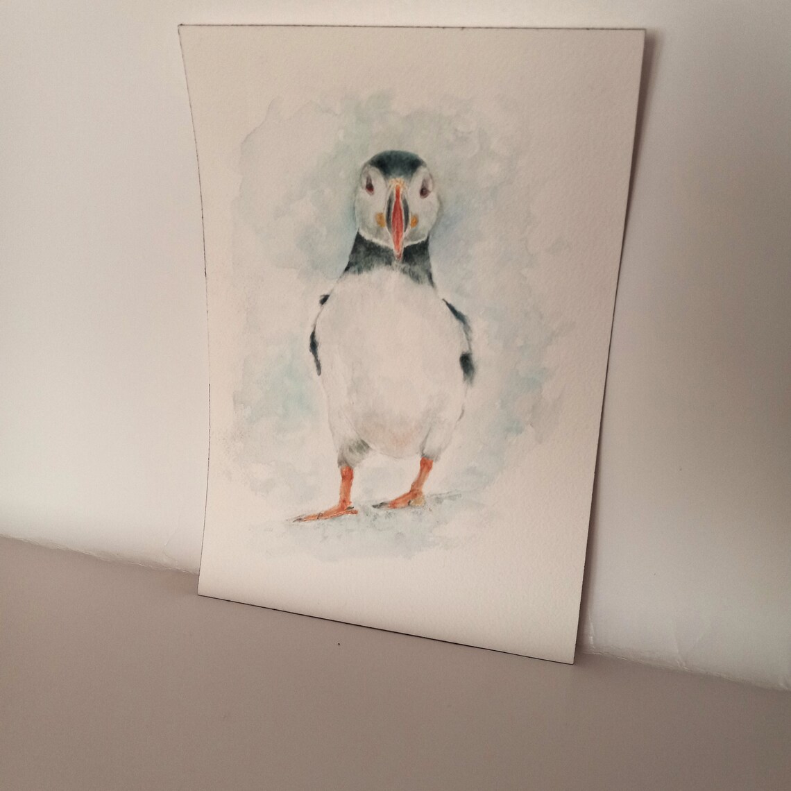 Original Puffin Watercolor Painting Handmade Bird Art Wall - Etsy