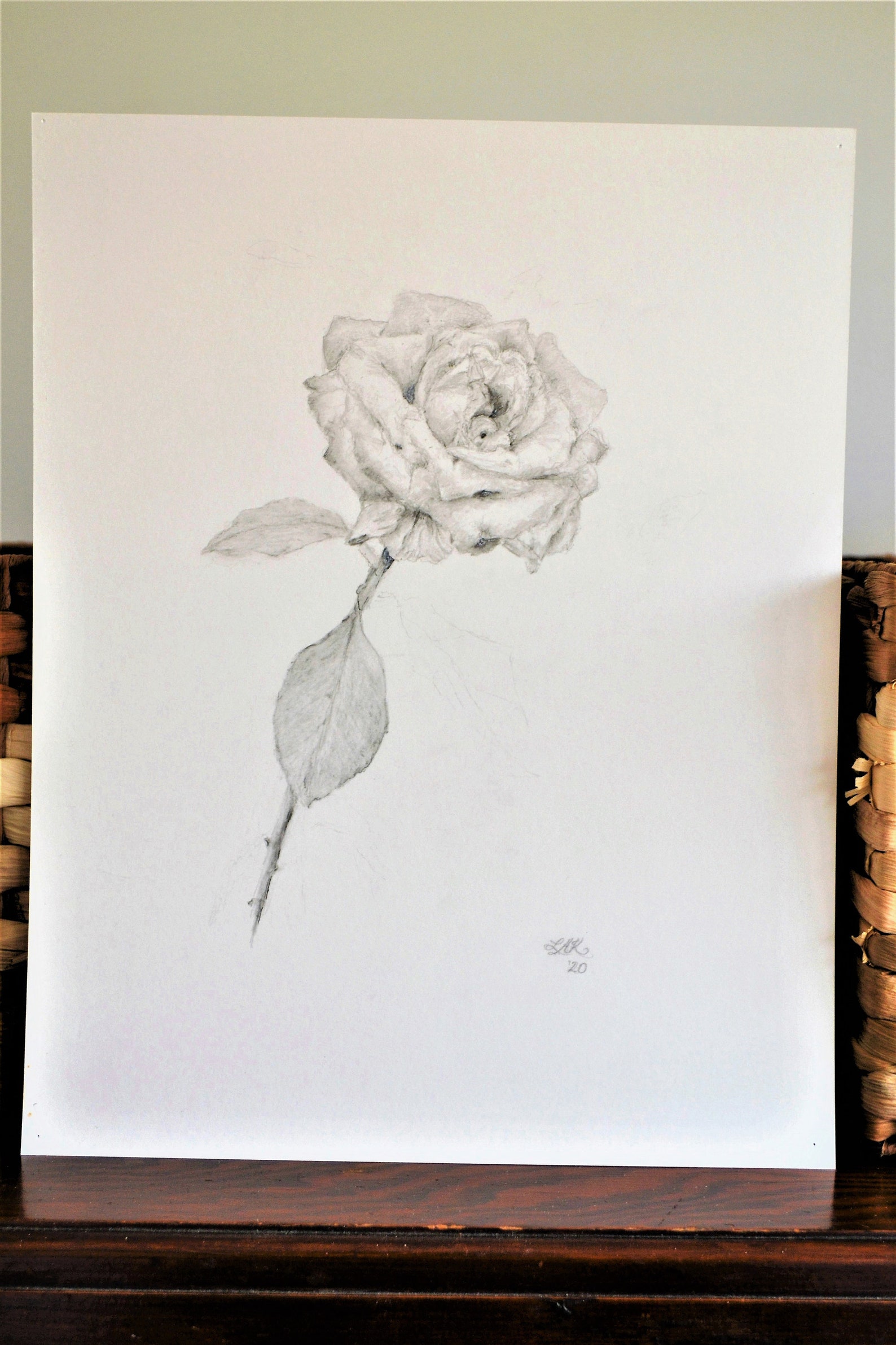 Original Handmade Rose Illustration, Graphite Wall Art Drawing - Etsy