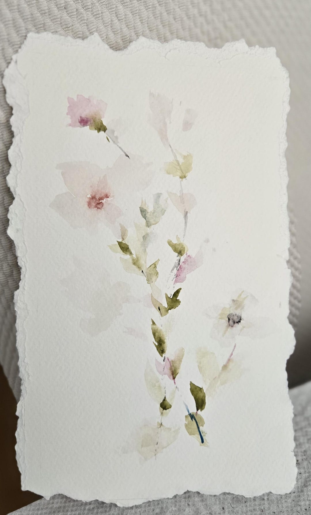 Original Abstract Flower Painting, Small Watercolor Flower Wall Art ...