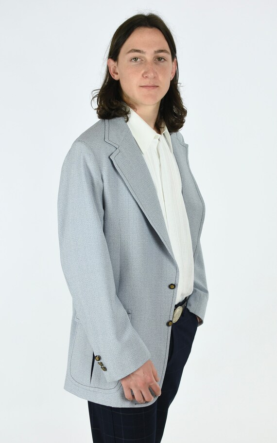 1970s Pale Blue Fleck Summer Weight Unstructured Mens… - Gem