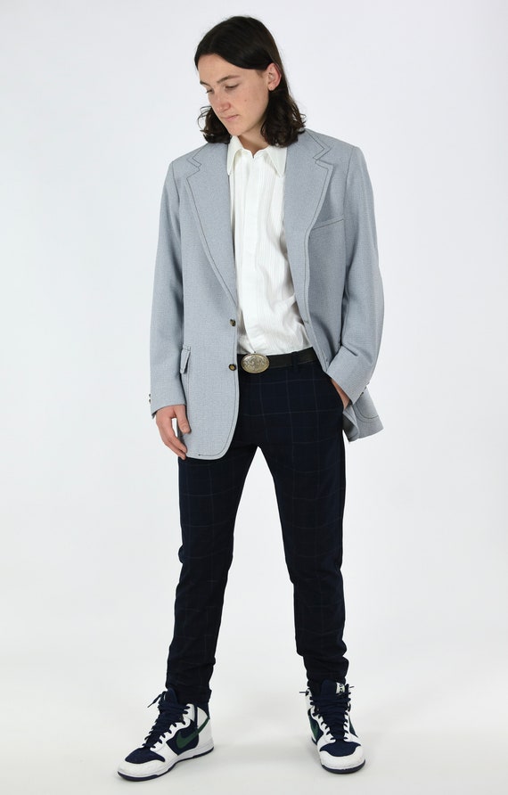 1970s Pale Blue Fleck Summer Weight Unstructured Mens… - Gem