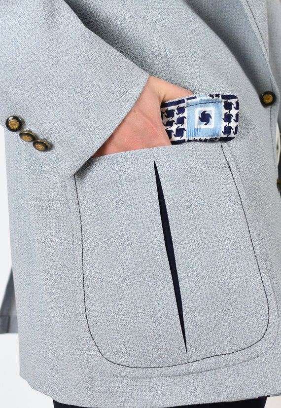 1970s Pale Blue Fleck Summer Weight Unstructured Mens… - Gem