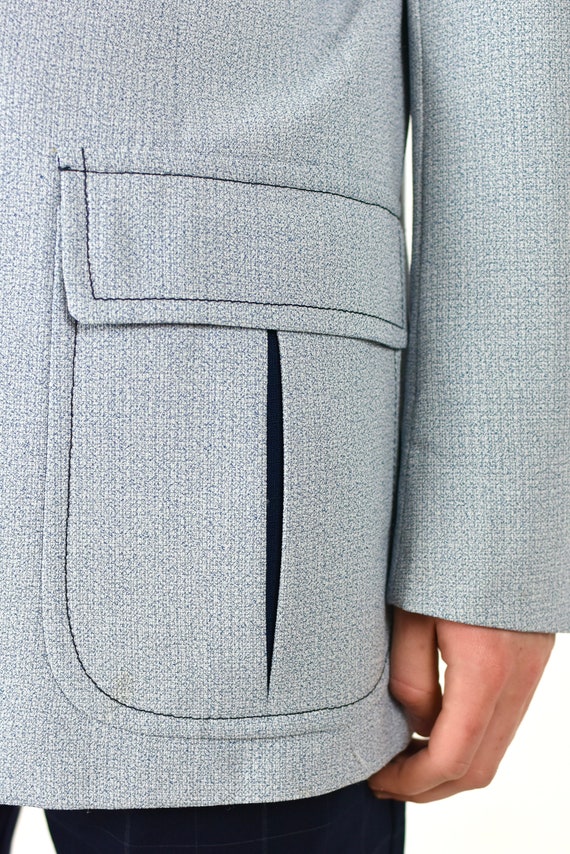 1970s Pale Blue Fleck Summer Weight Unstructured Mens… - Gem
