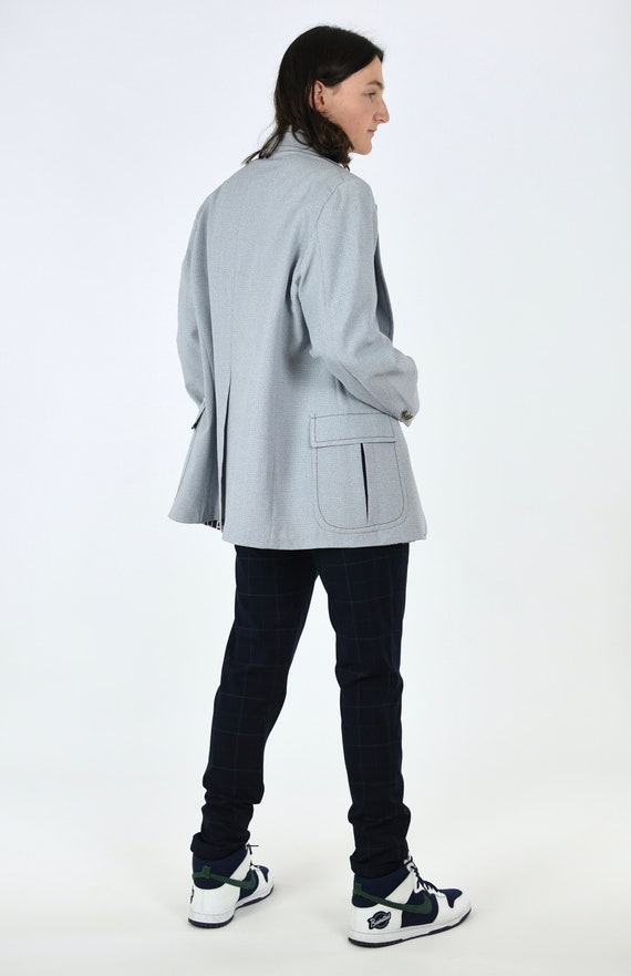1970s Pale Blue Fleck Summer Weight Unstructured Mens… - Gem