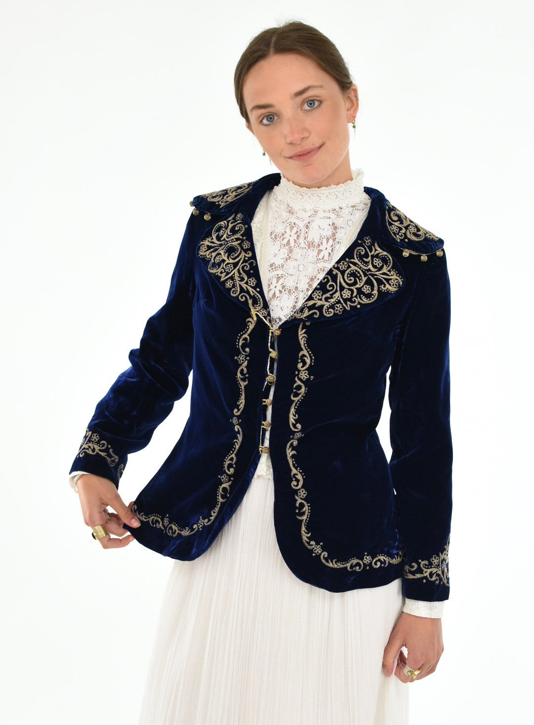 Antique Edwardian Blue Velvet Gold Embroidered Algerian Jacket Coat - Etsy