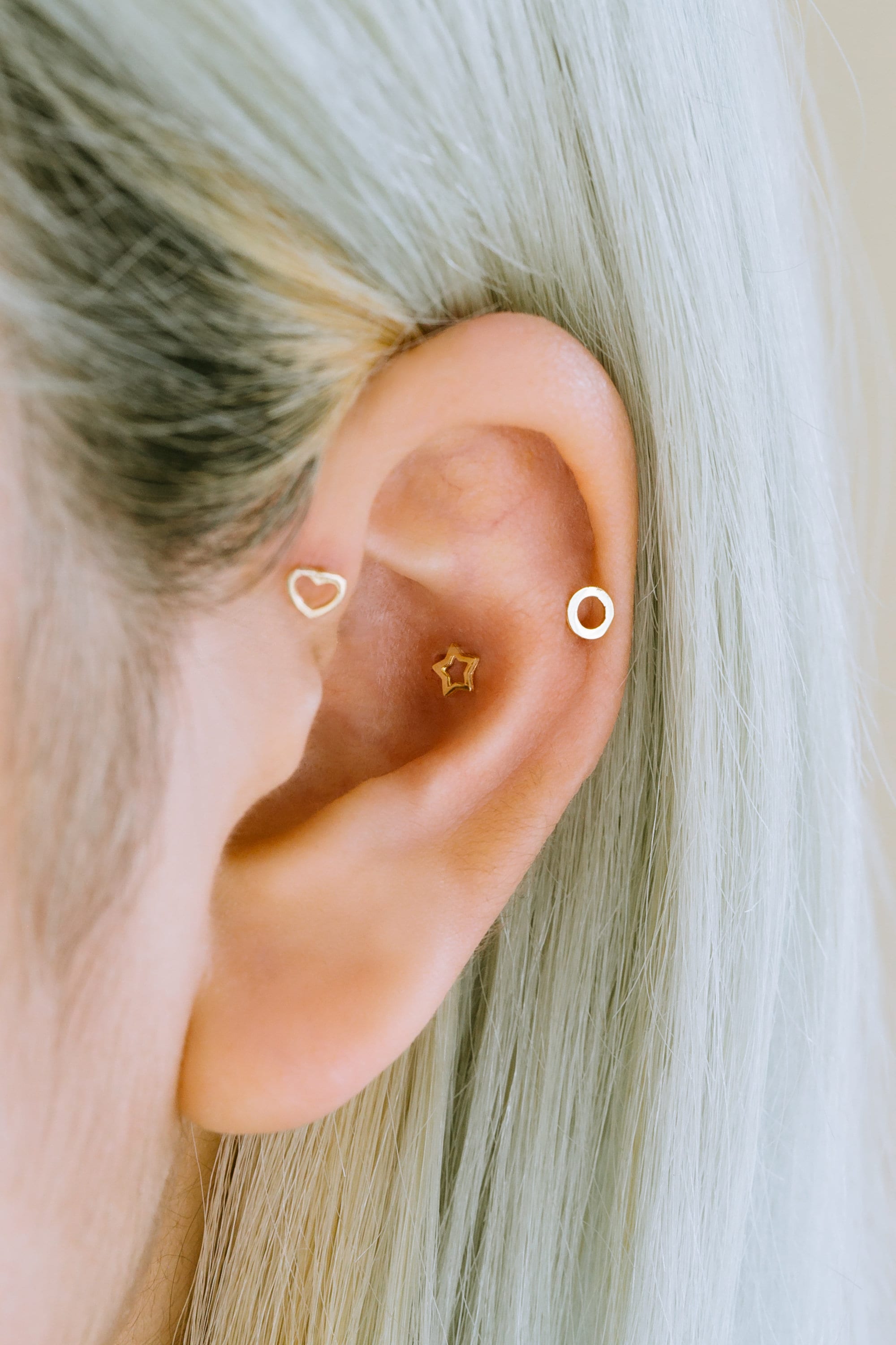 14K Real Solid Gold Forward Helix Cartilage Tragus Inner Conch | Etsy