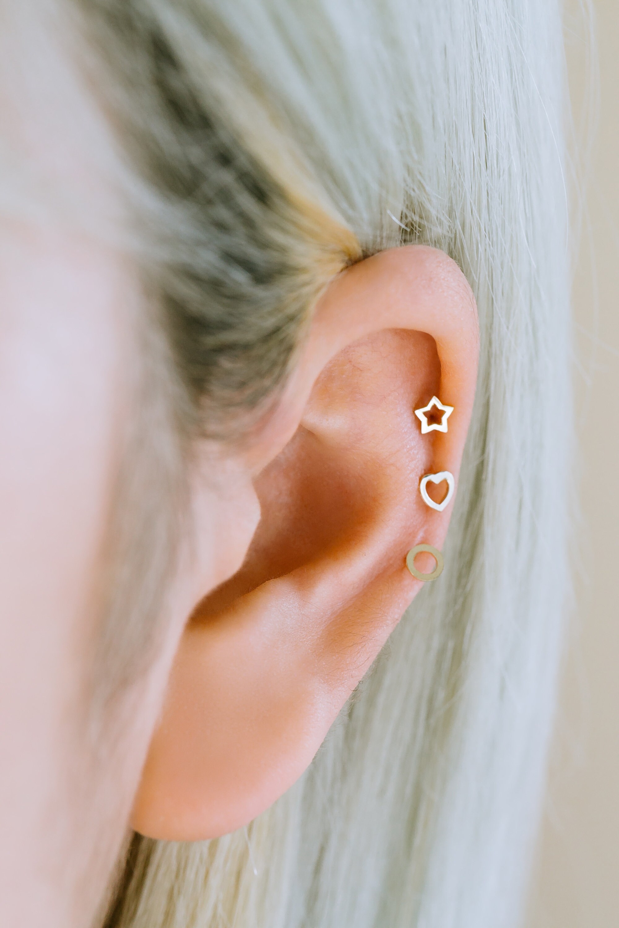 14K Real Solid Gold Forward Helix Cartilage Tragus Inner Conch | Etsy