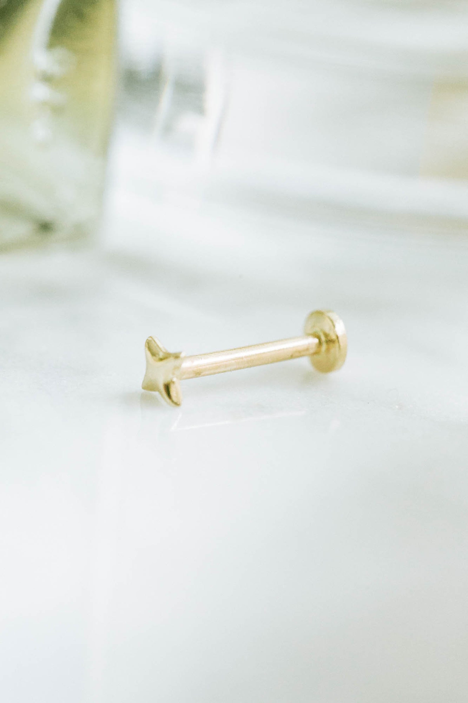 14K Solid Gold Cartilage Tragus Helix Inner Conch Nose Sunlight Star ...