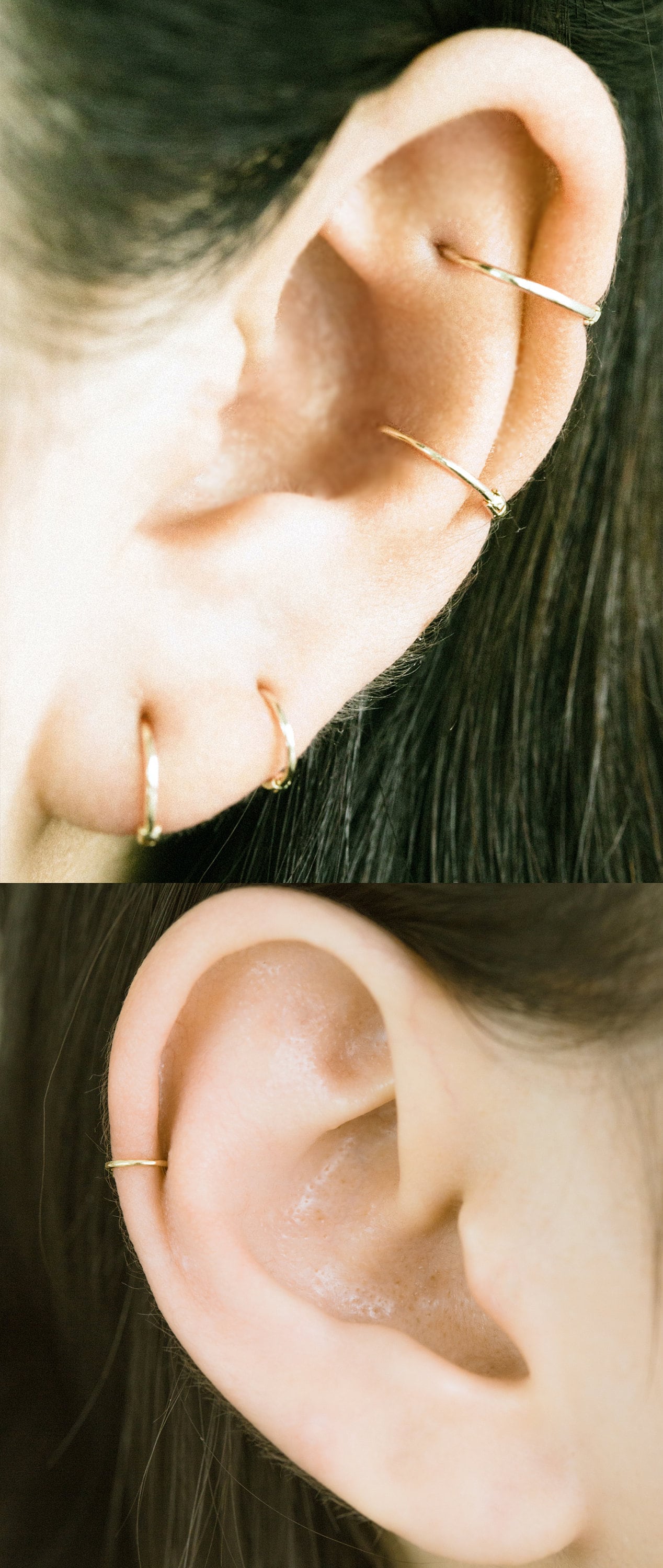 14K Solid Gold Thin Open Small Round Tragus Helix Cartilage Inner Outer ...