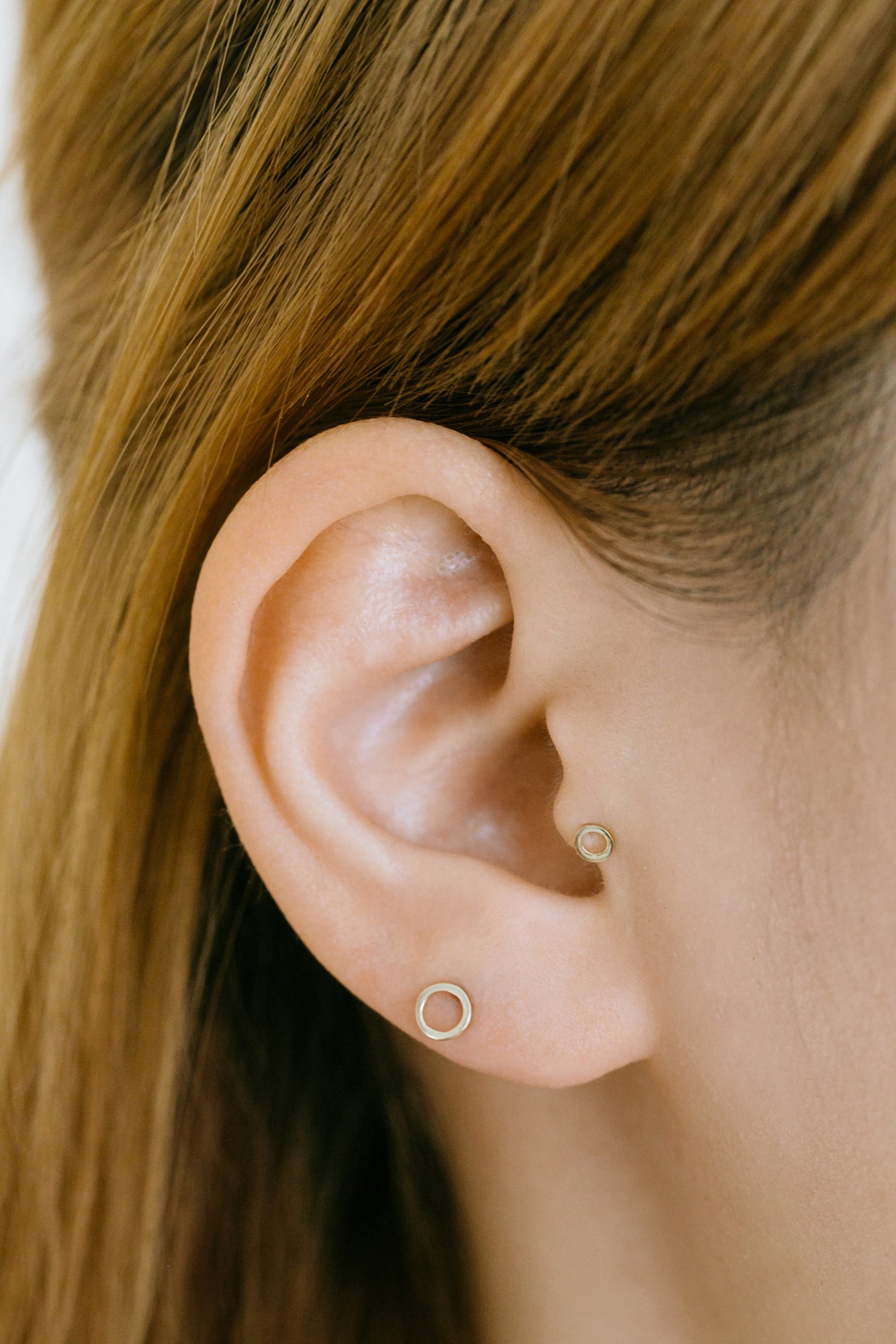 14k Solid Gold Open Round Barbell Ball Ear Post Stud Earring Piercing ...