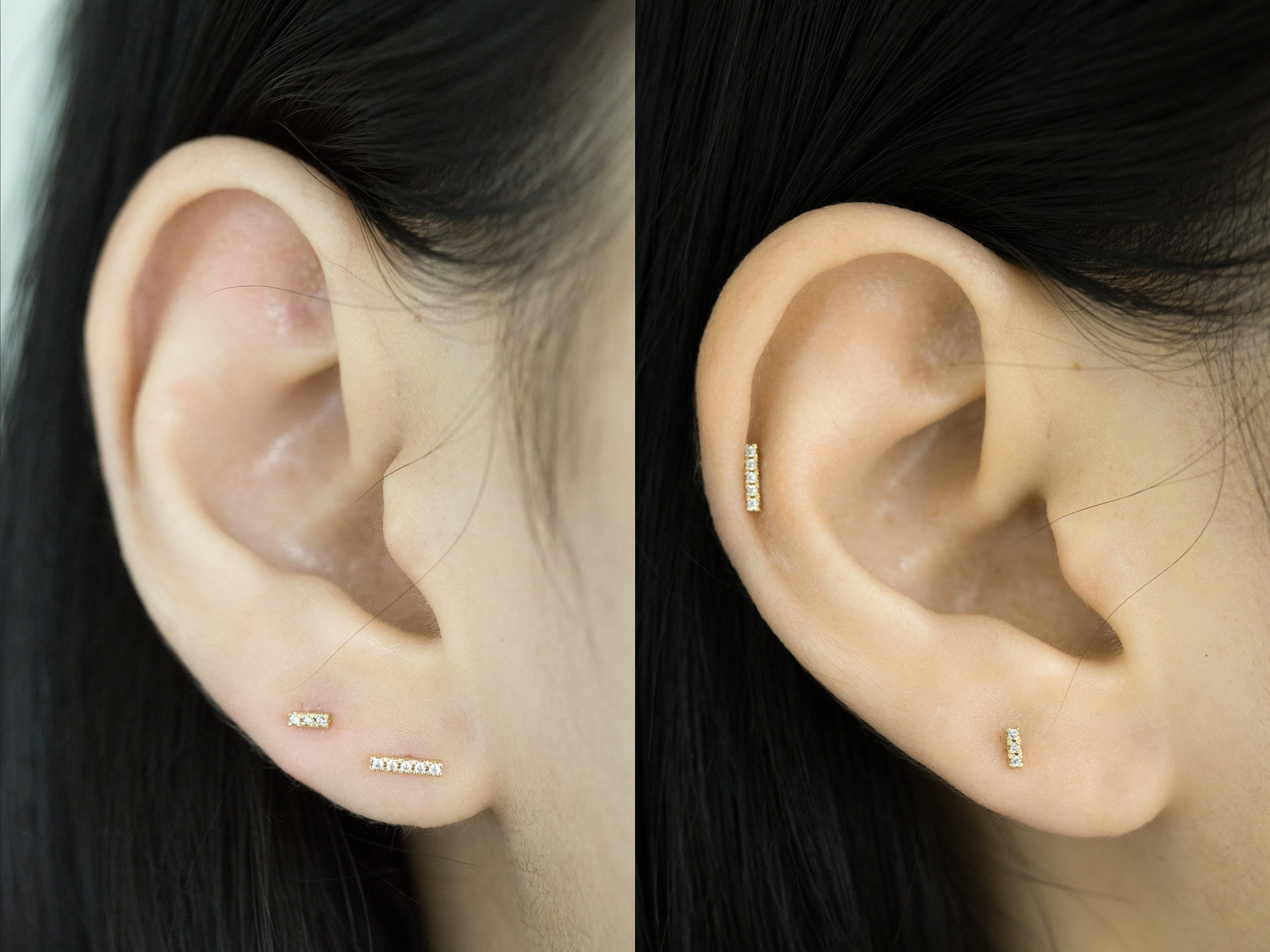 14k Real Gold Helix Tragus Inner Conch Cartilage Square Bar - Etsy