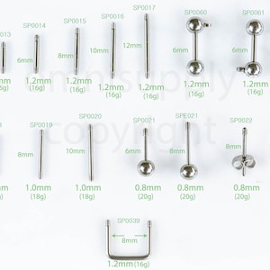 Labret, Piercing Ball, 16g 316L Stainless Steel Labret, Flat Back ...