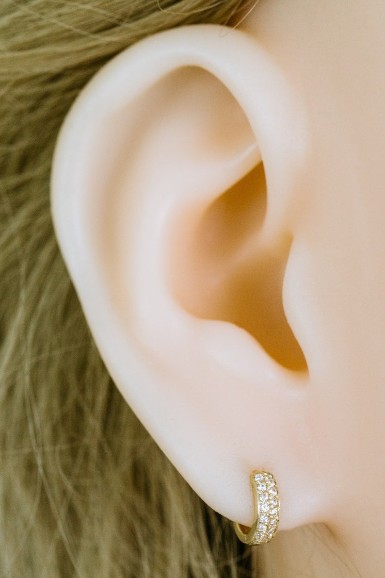 14K Solid Gold Jewelry Cz Open Round Circle Tragus Cartilage | Etsy