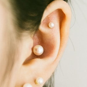 18g 16g 14K Solid White Rose Yellow Gold Inner Conch Helix Cartilage ...