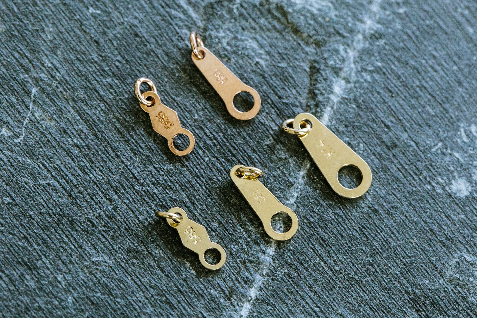 14k Solid Gold Clasp Chain Teardrop Connector Charm Tag Tab for ...