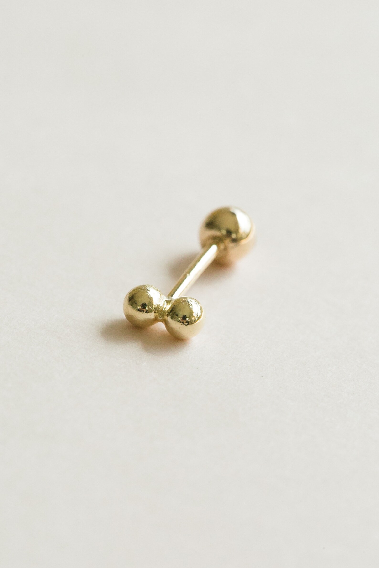 14k Solid Gold Round Ball Series Barbell Ball Ear Post Stud - Etsy