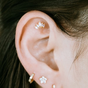 14K Real White Rose Gold Jewelry Open Round Circle Ear Conch Cartilage ...
